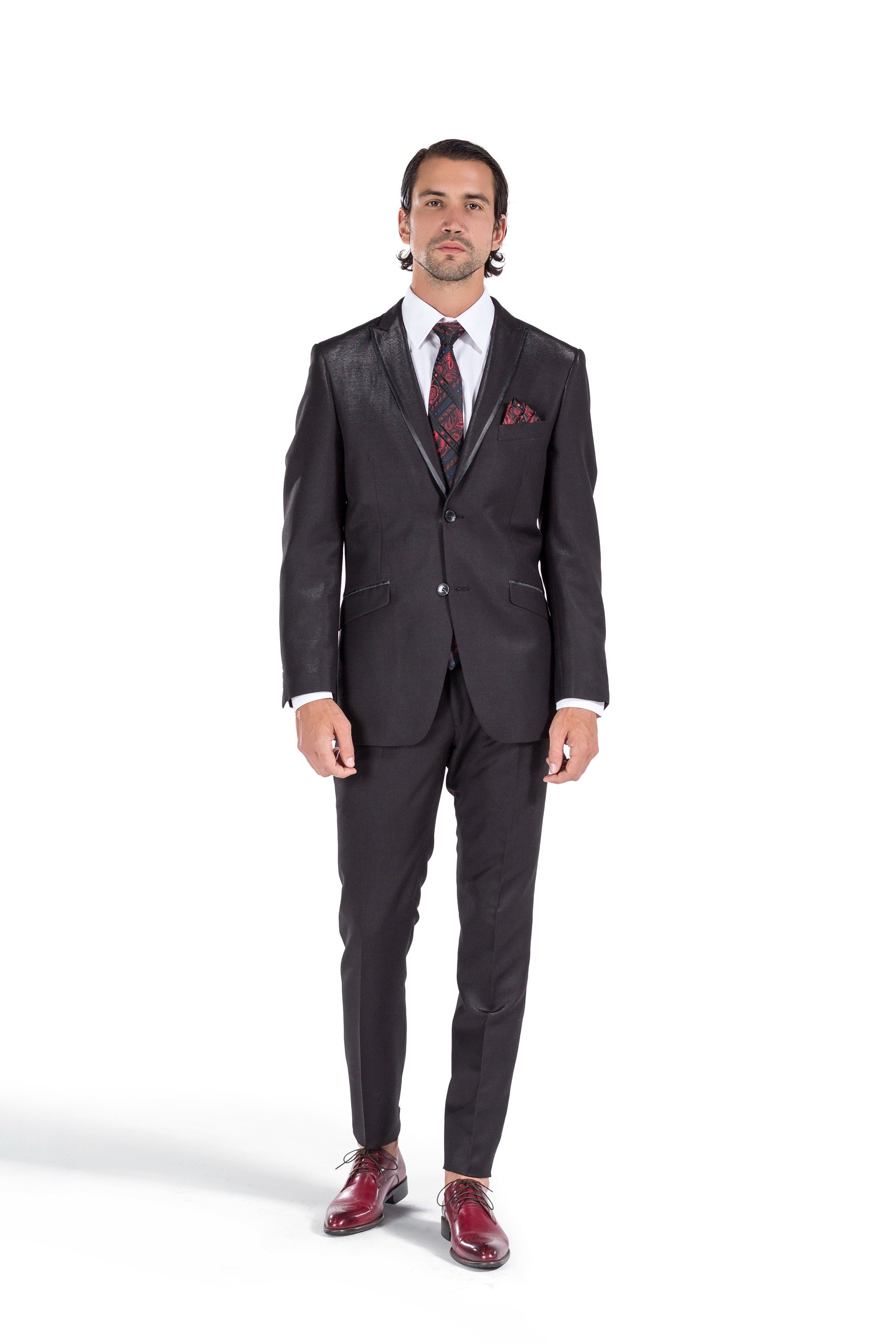 Porto Filo Men's Slim Fit 2 Pcs Set Suit in Black Shinning - Etsy