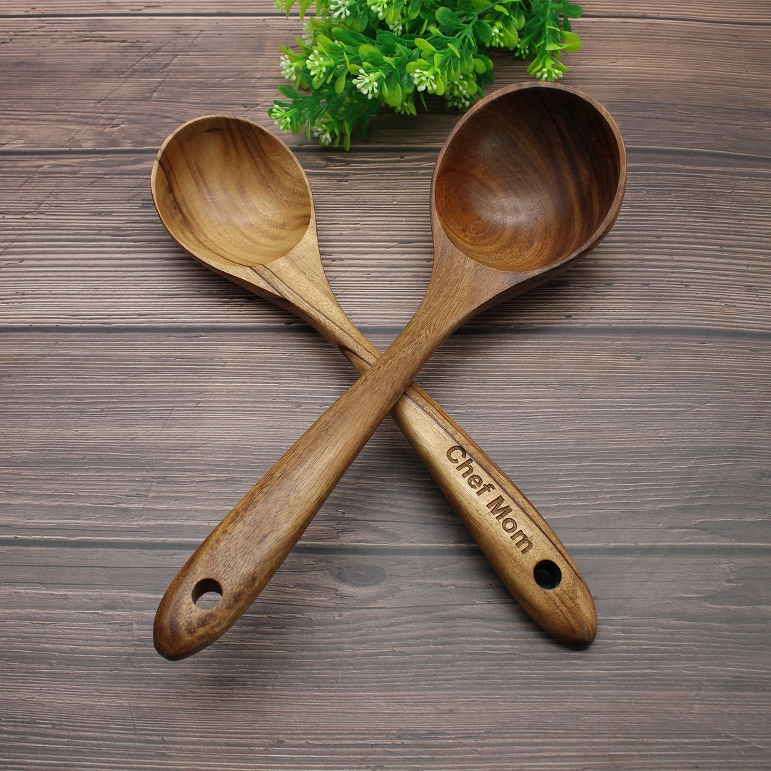 Personalized Wooden Soup Ladle: Engraved Kitchen Utensil, Wooden Spoon ...