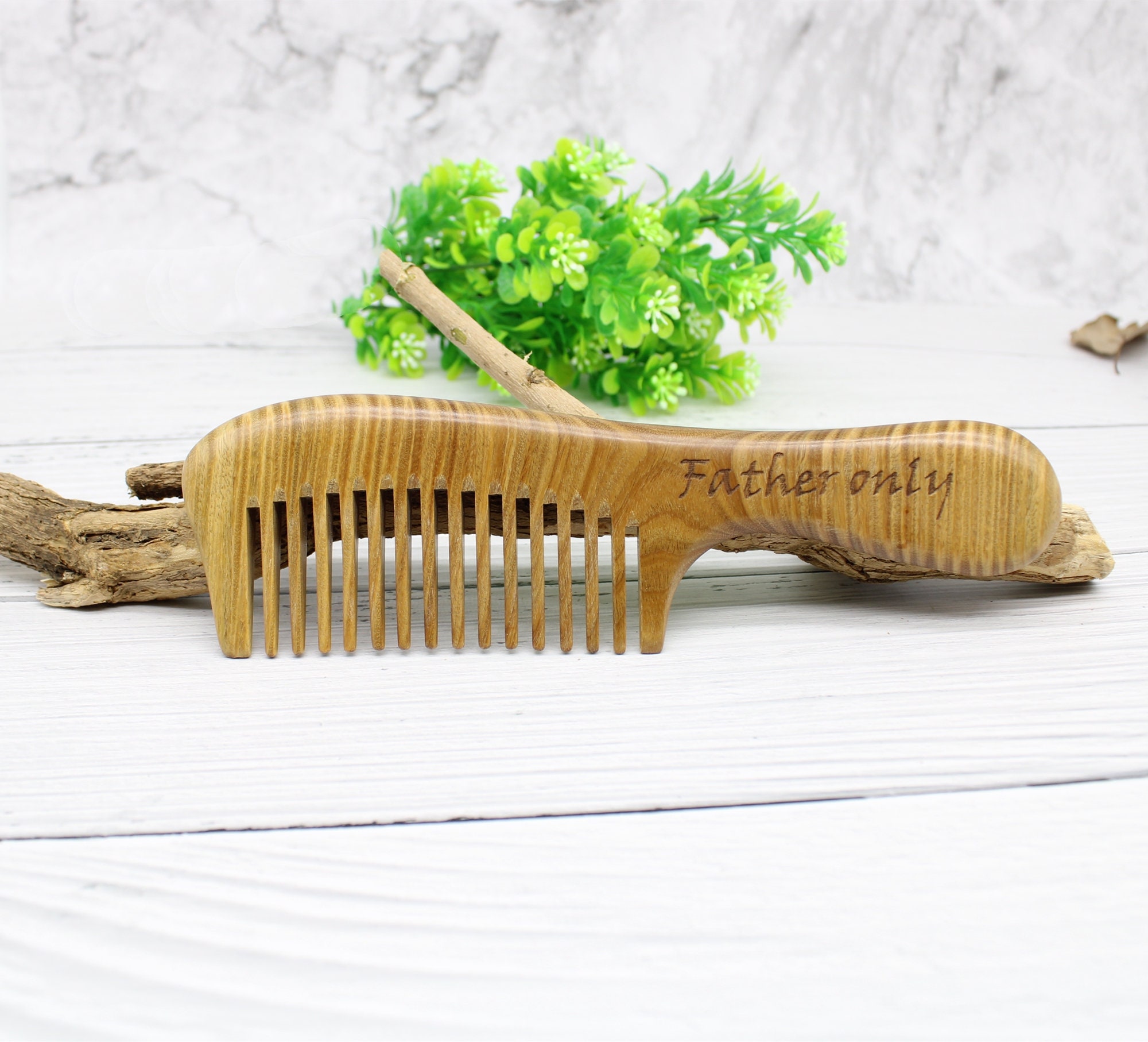 Personalised Wood Combcombbeard Comb100% Natural Green | Etsy