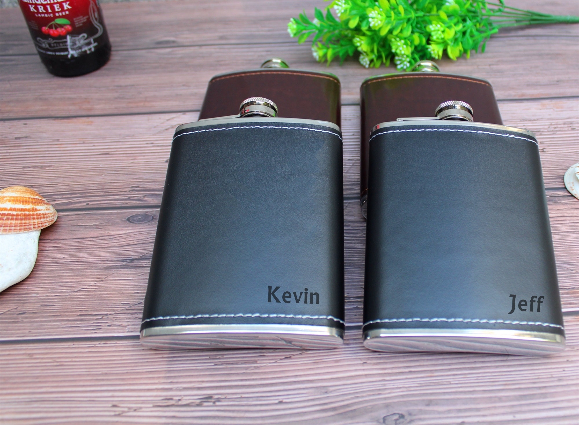 Engraved Leather Hip Flask: Personalized Stainless Steel Gift - Etsy