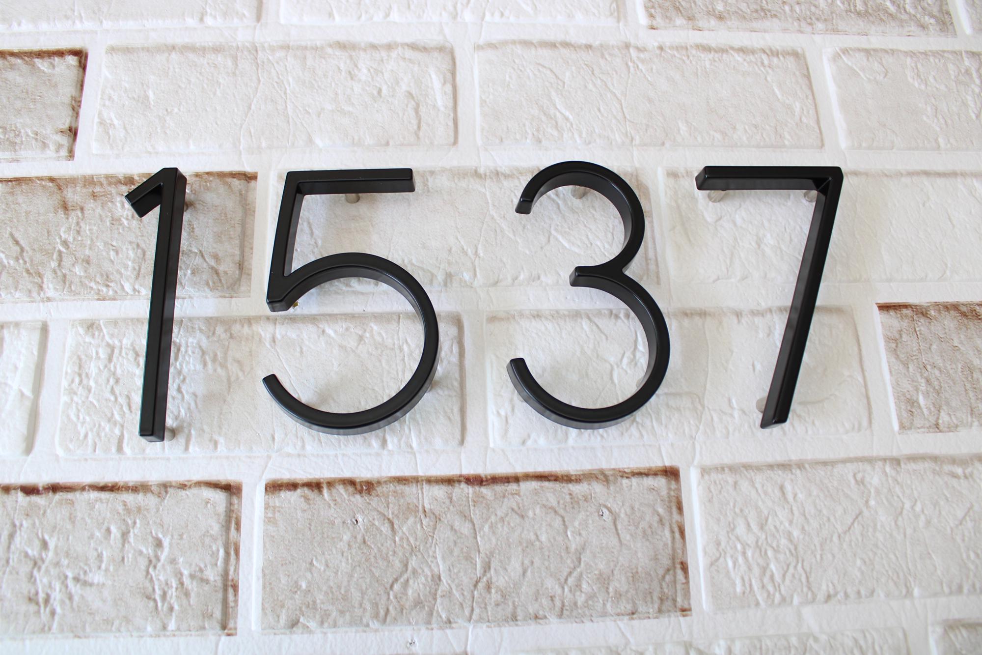 5" Black Metal Floating House Number: Modern Zinc Alloy Address Sign ...