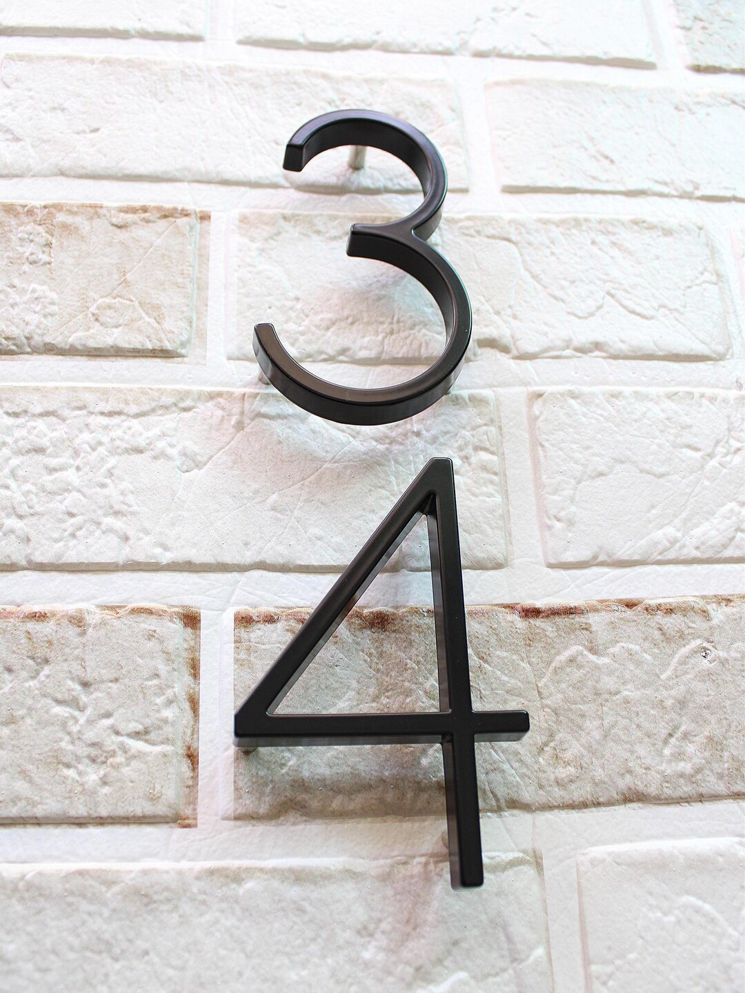 5inch Matte Black Metal House Number : Modern Floating Address Sign ...