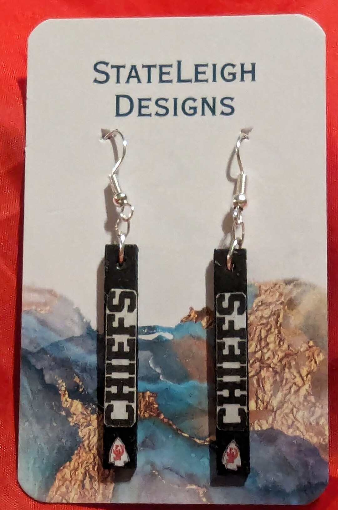 Kansas City Chiefs Dangle Earrings Black and White Aarowhead - Etsy