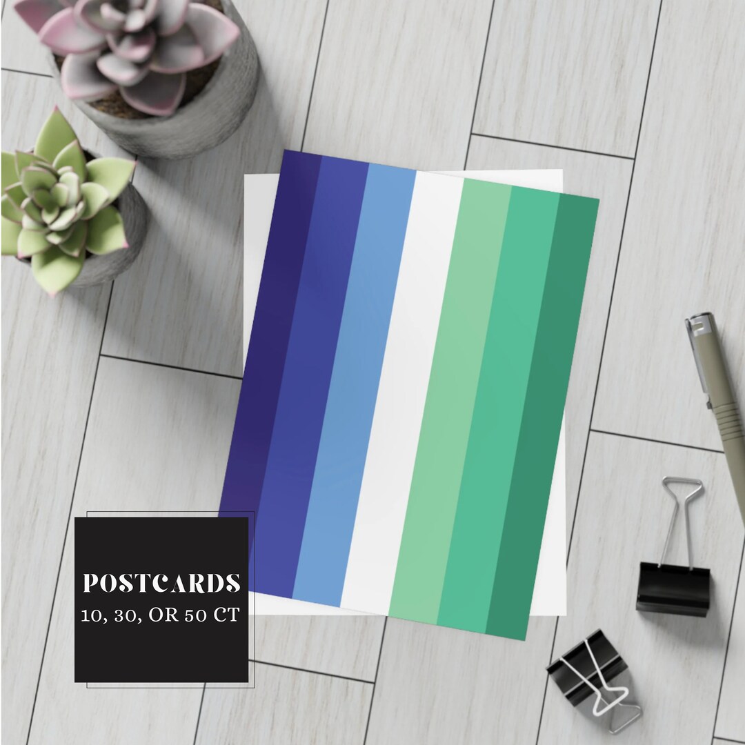 Gay Men Pride Flag Postcards, Multi Postcard Set Options, LGBTQIA+ Home ...
