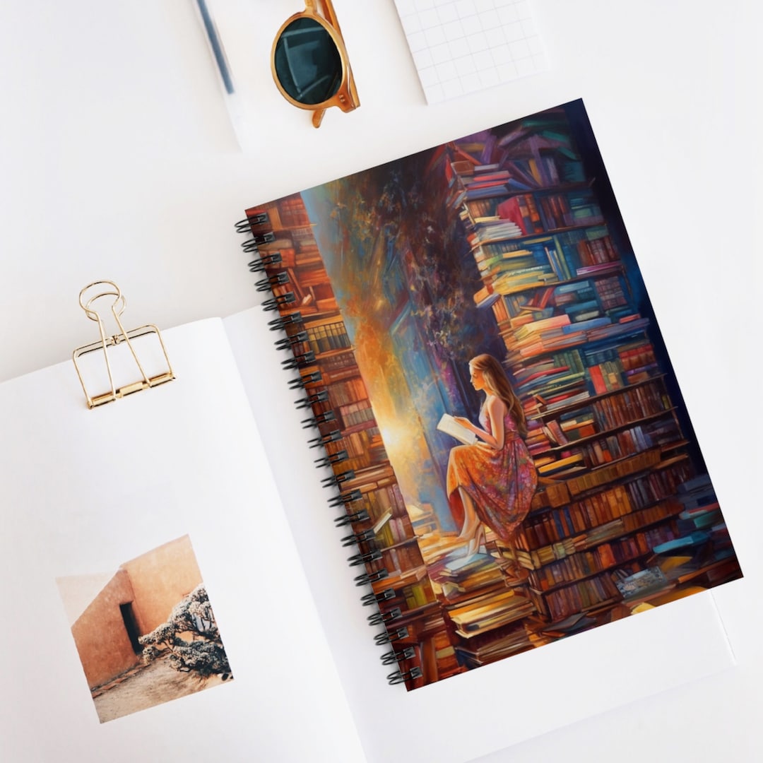 Cozy Reading Themed Spiral Ruled Paper Notebook / Book Lover Notebook ...
