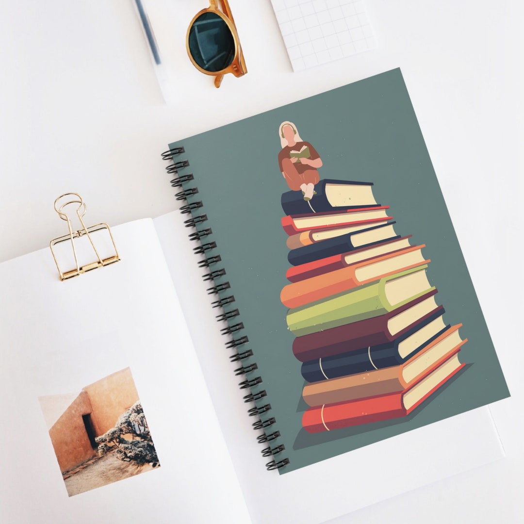 Stack of Books Reading Themed Paper Notebook / Book Lover Notebook ...