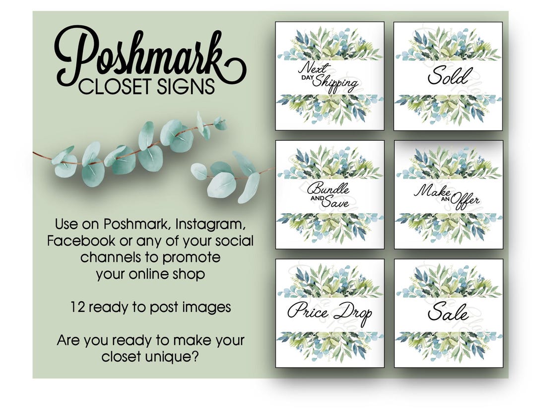 Poshmark Closet Signs | 12 Poshmark Closet Signs | Reseller Signs I ...