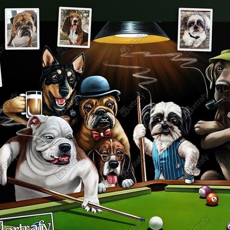 Dogs Playing Pool - Etsy