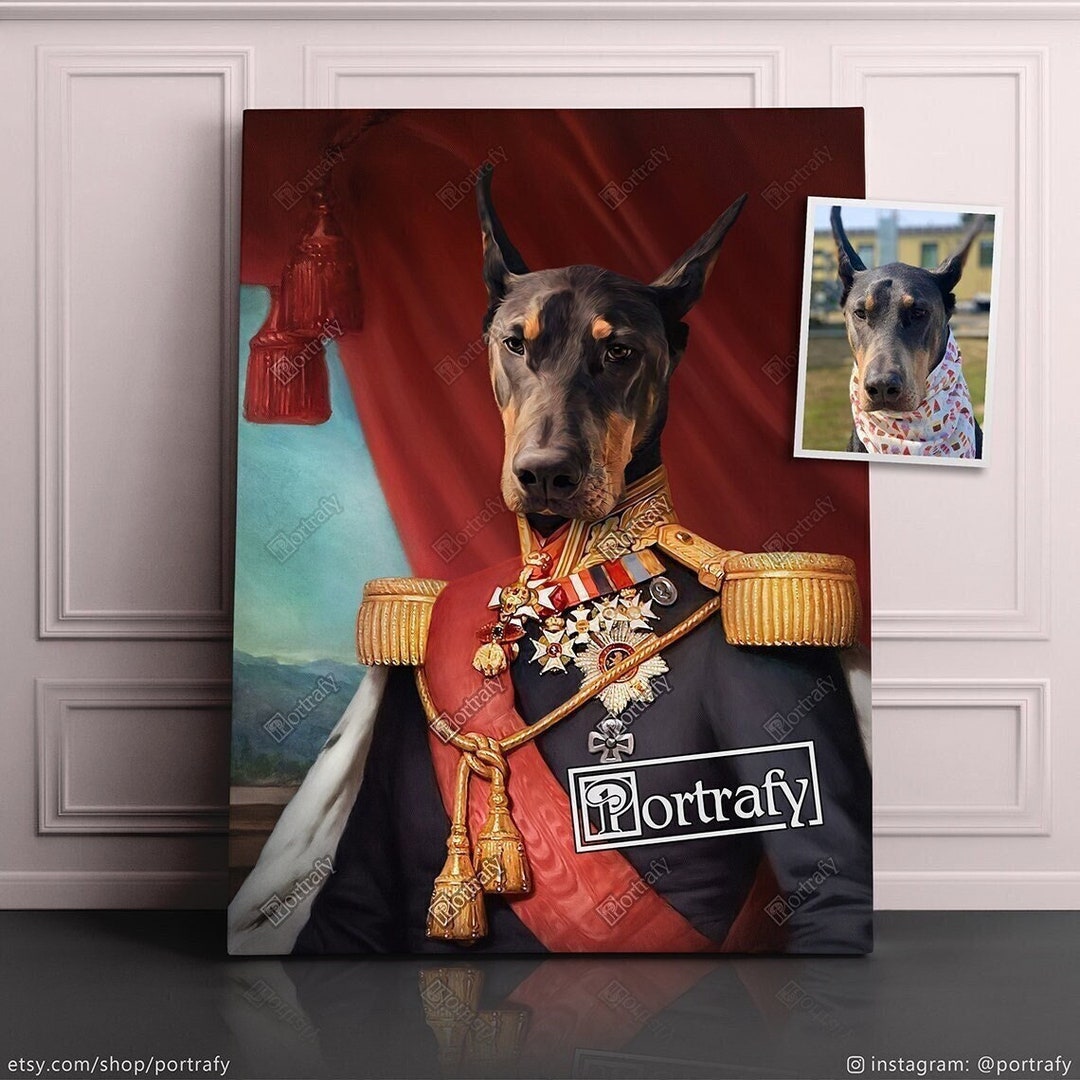 Custom Doberman Portrait, Dog Portrait From Photo, Royal Pet Portrait ...