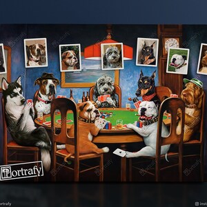 Custom Pet Portrait, Dogs Playing Poker, Custom Multi Pet Portrait ...