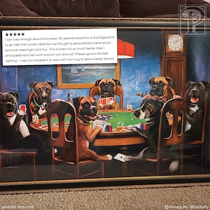 Dogs Playing Poker Custom Pet Portrait, Funny Gambling Pet Portrait ...