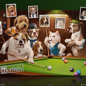 Dogs Playing Poker Custom Pet Portrait, Funny Gambling Pet Portrait ...