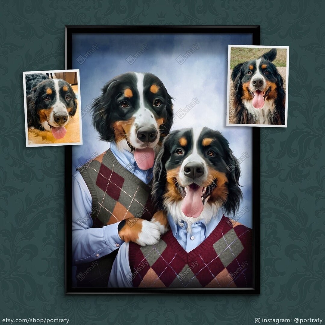 Step Brothers Pet Portrait, Funny Dog Portrait, Custom Stepbrothers Duo ...