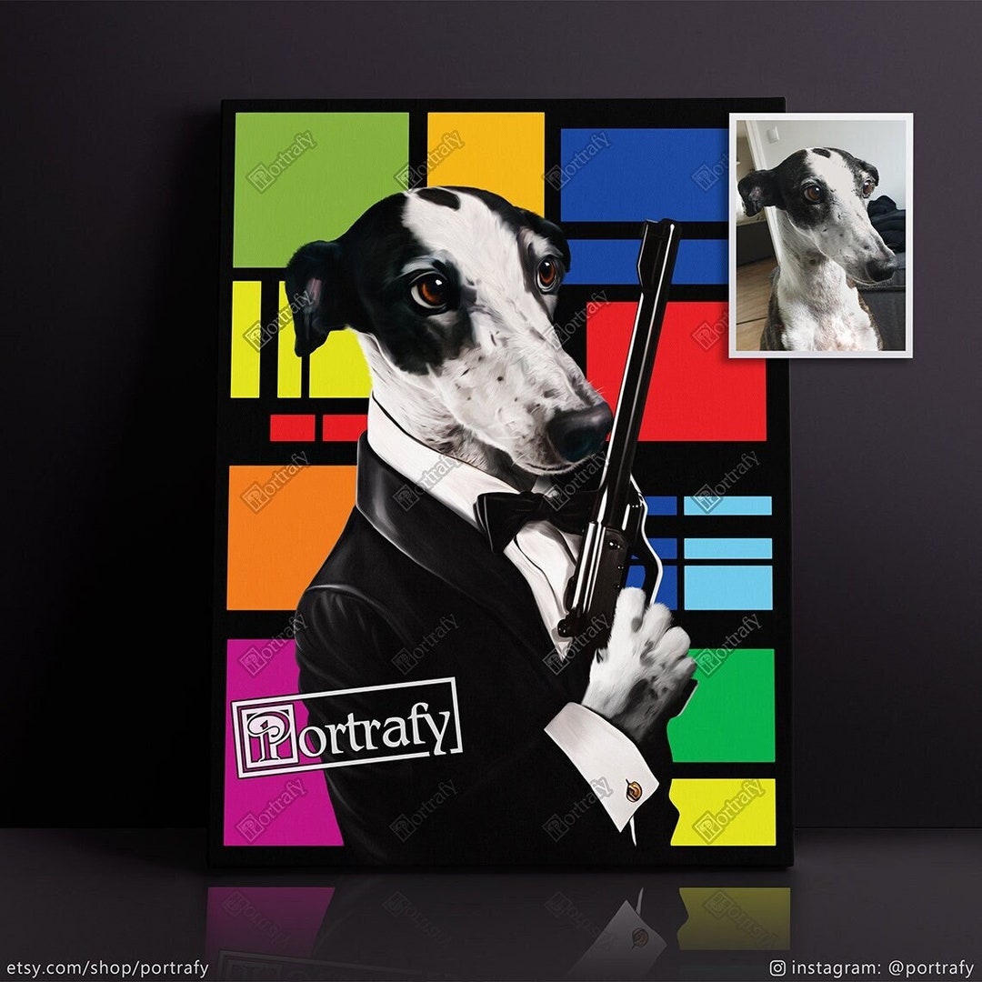 Secret Agent Pet Portrait, Custom Dog Portrait, Archer Poster, Agent ...