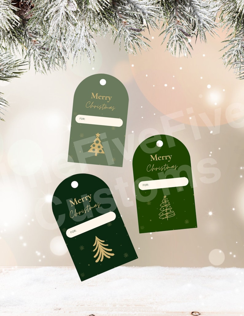 Green & Gold Christmas Gift Tags - Digital Download - Etsy