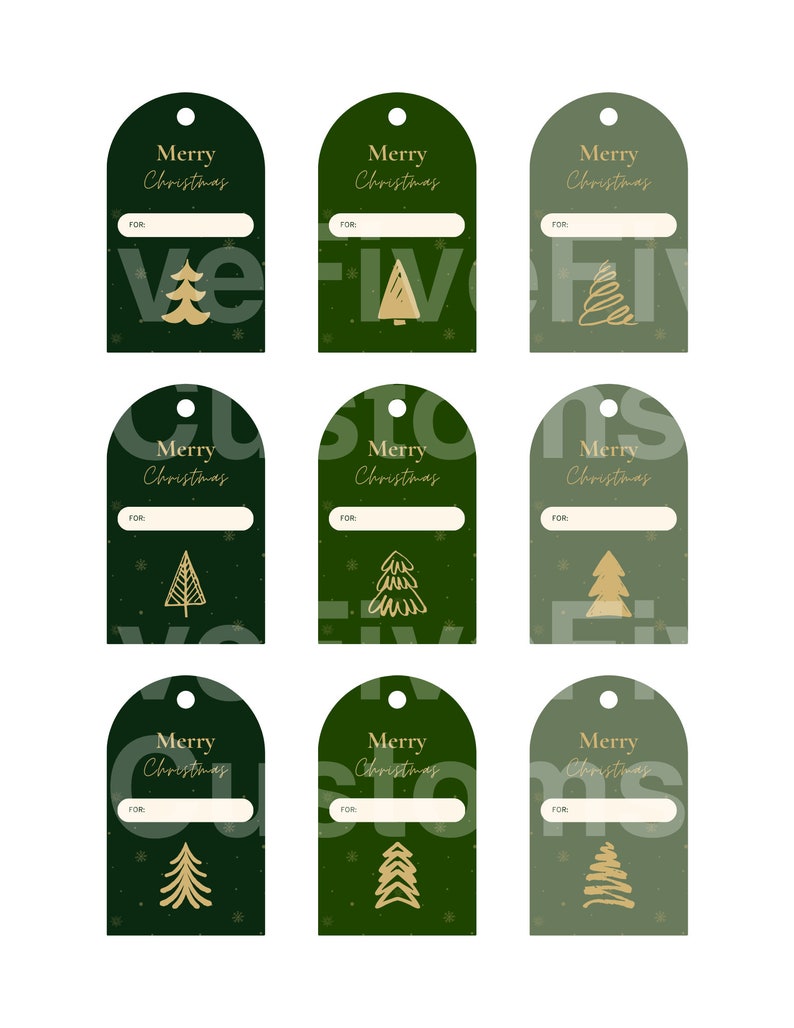 Green & Gold Christmas Gift Tags - Digital Download - Etsy