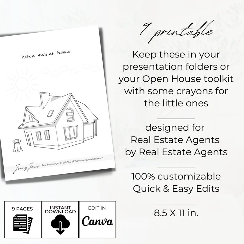Printable Open House Kids Coloring Sheets | Real Estate Kids Activity ...