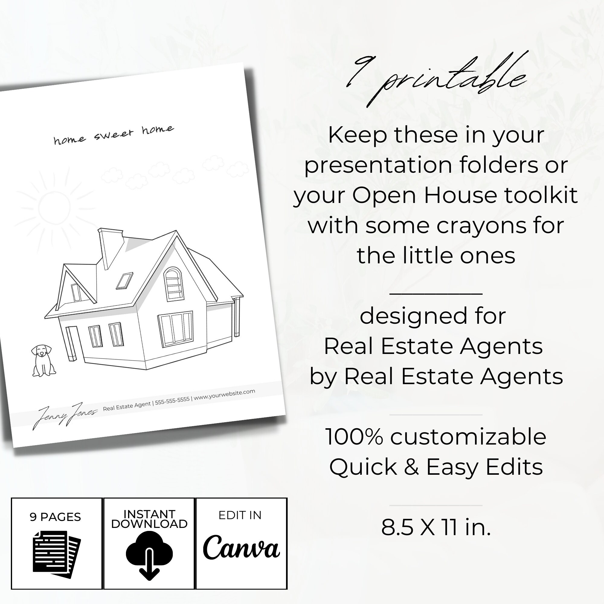 Printable Open House Kids Coloring Sheets | Real Estate Kids Activity ...