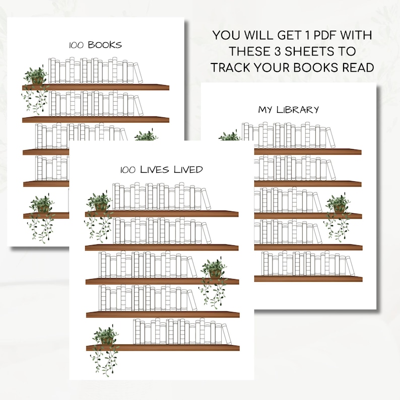 100 Books Challenge | Reading Tracker Printable | Bookshelf Reading Log ...