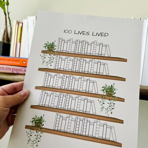 100 Books Challenge | Reading Tracker Printable | Bookshelf Reading Log ...