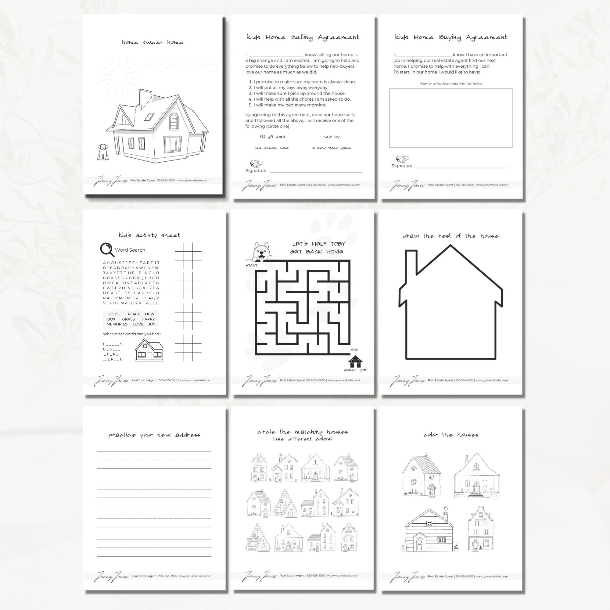 Printable Open House Kids Coloring Sheets Real Estate Kids Activity ...
