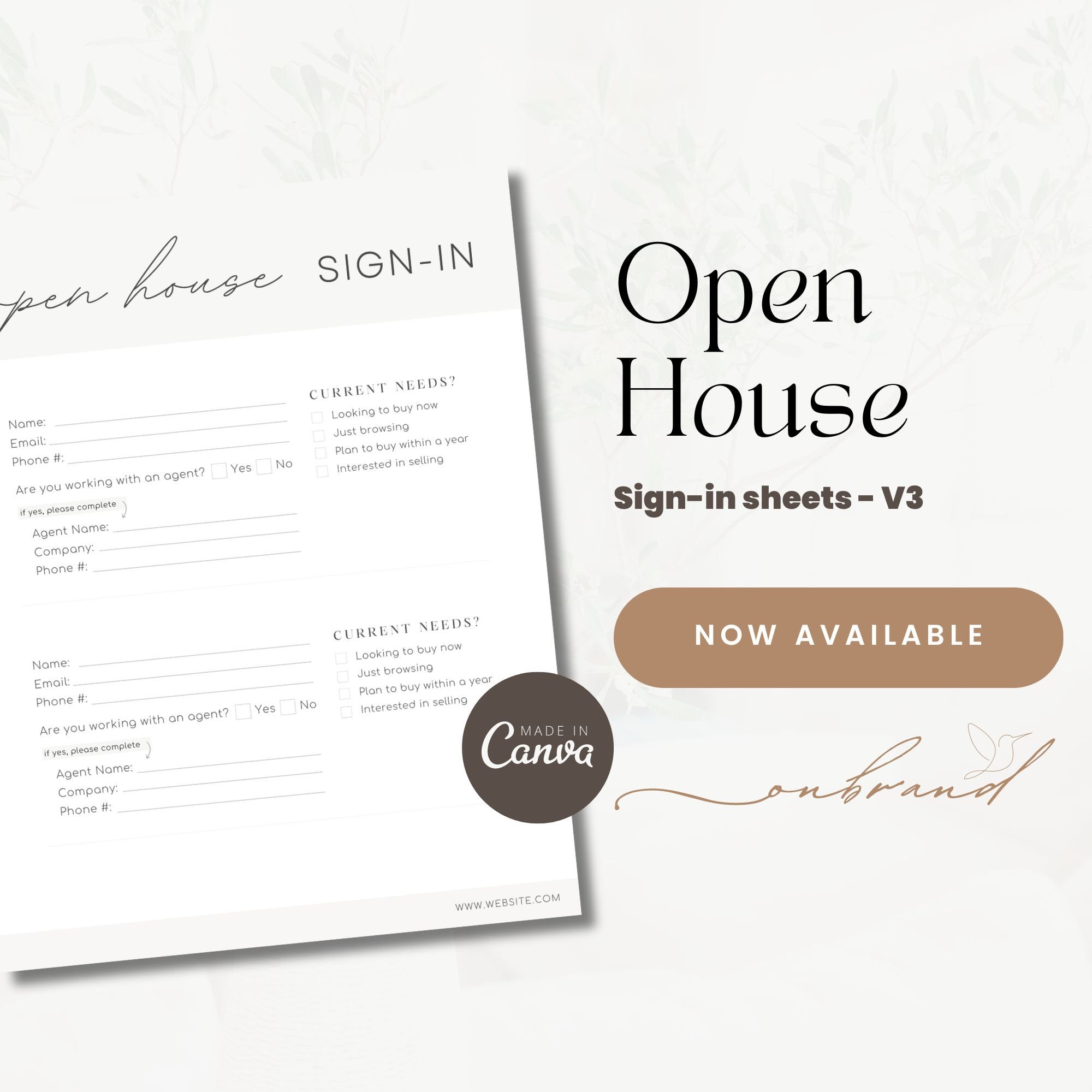 Open House Sign in Sheet Editable Canva Template | Printable | Real ...