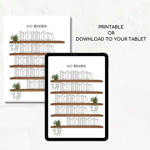 100 Books Challenge | Reading Tracker Printable | Bookshelf Reading Log ...