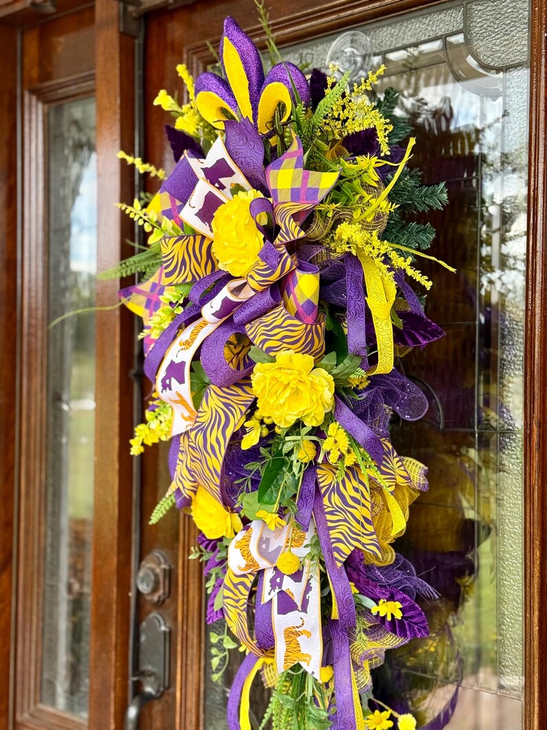 LSU Tigers Inspired Fall Swag – Handmade Football Door Decor - Etsy