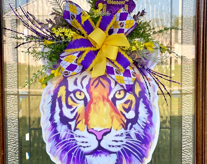 LSU Inspired Wreath-lsu Inspired Door Hanger/fall Wreath-lsu Inspired ...