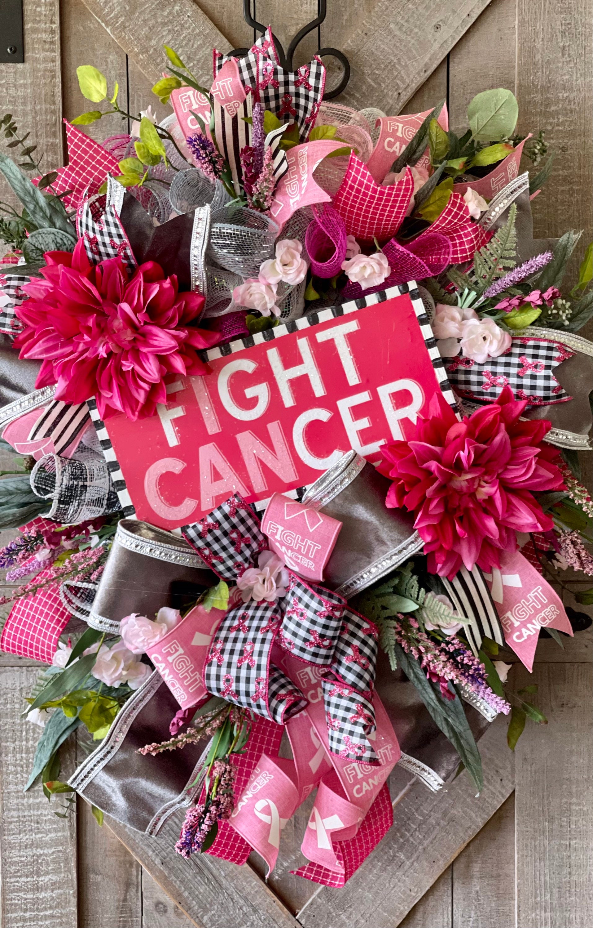 Breast Cancer Awareness Wreath Breast Cancer Wreath October - Etsy