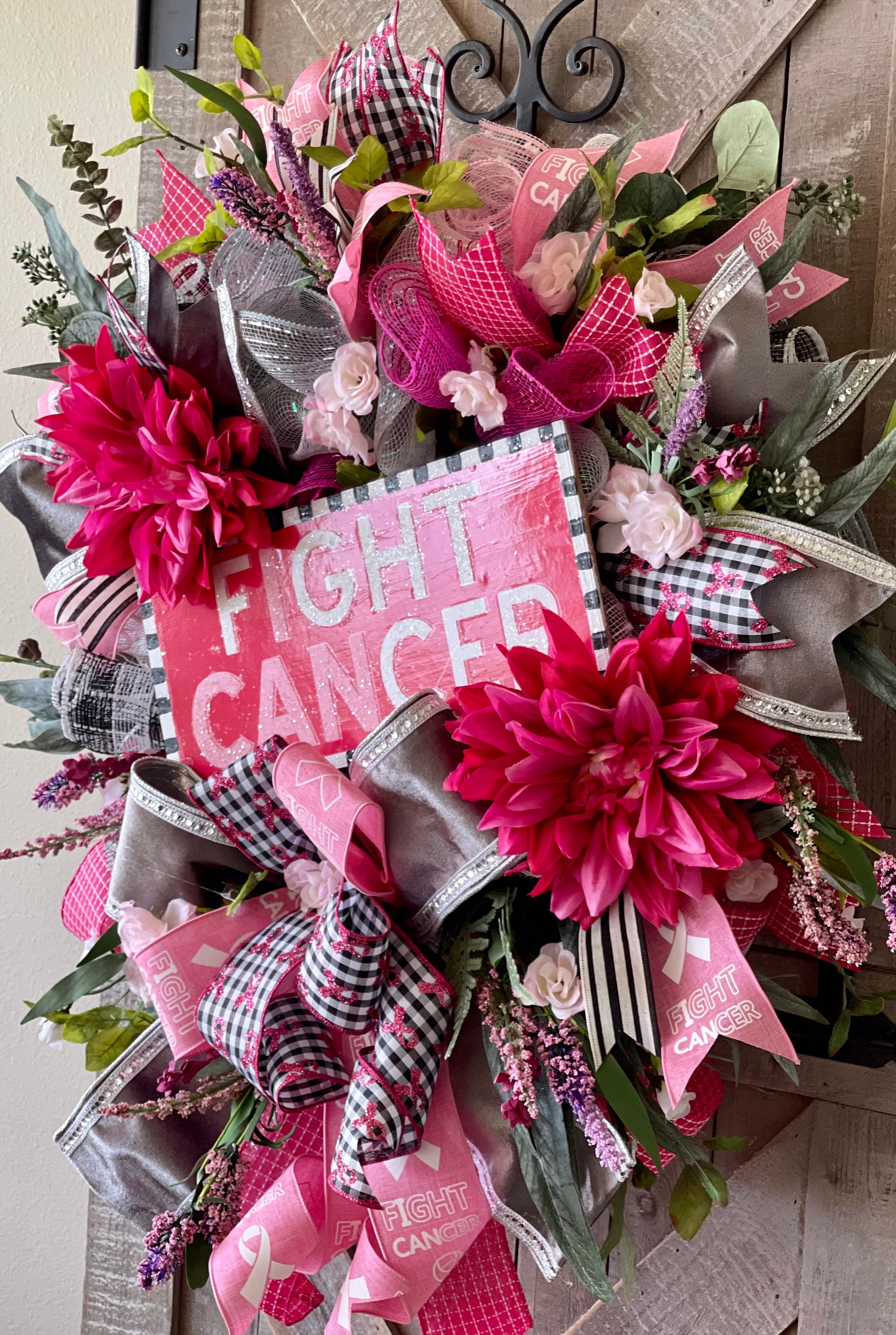 Breast Cancer Awareness Wreath Breast Cancer Wreath October - Etsy