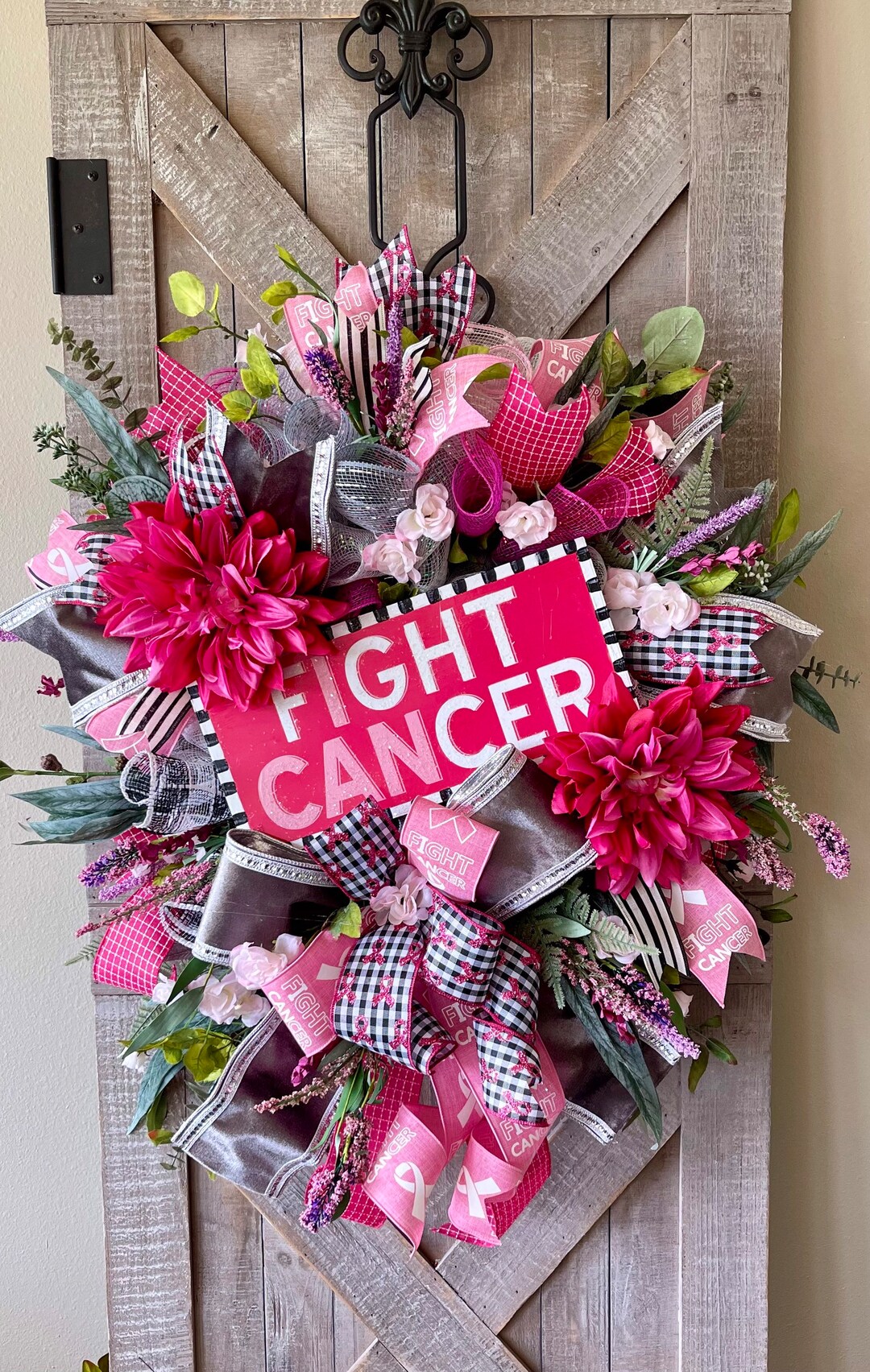 Breast Cancer Awareness Wreath Breast Cancer Wreath October - Etsy