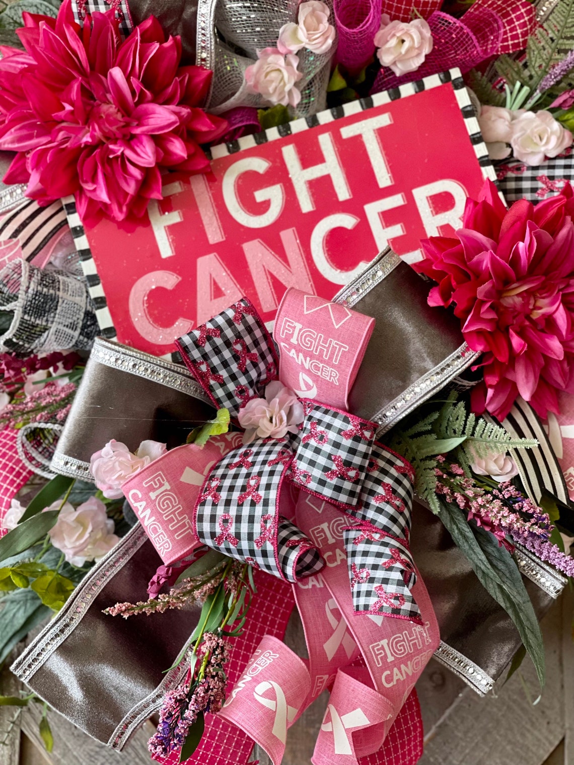 Breast Cancer Awareness Wreath Breast Cancer Wreath October - Etsy