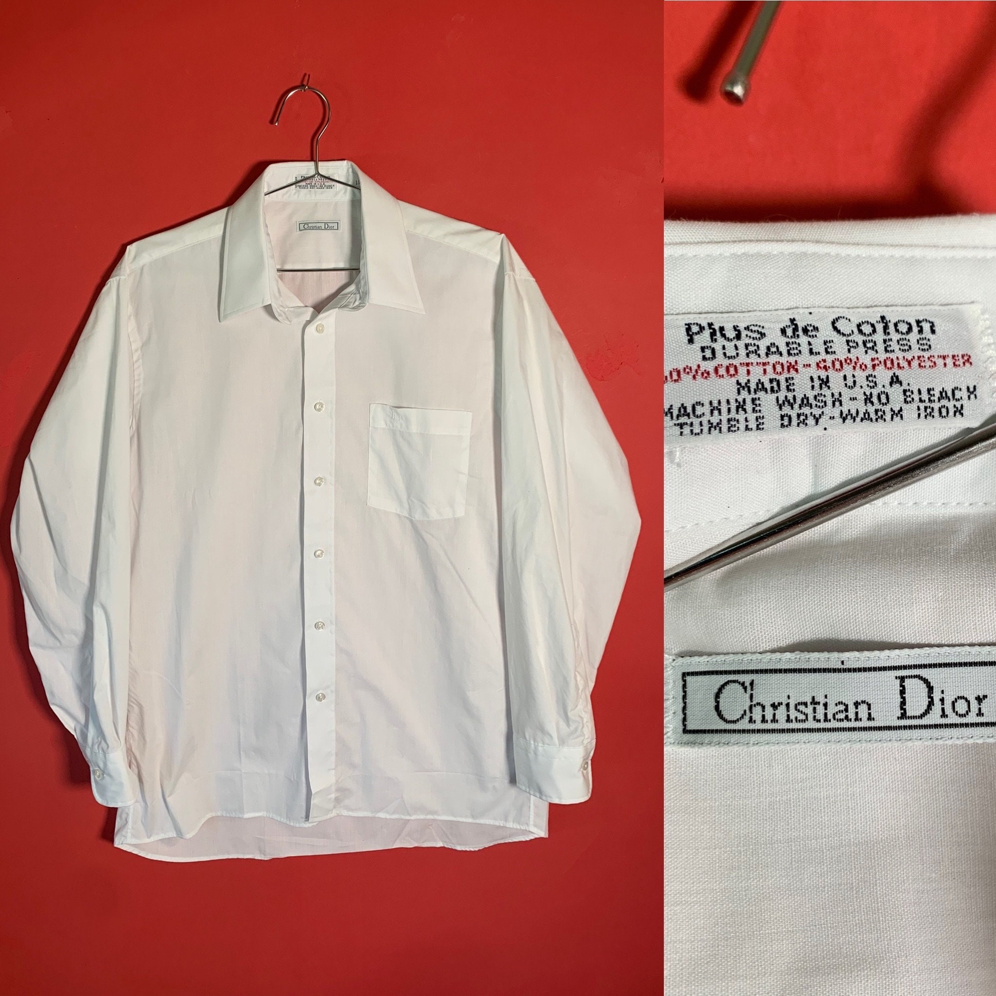 VTG Mens Christian Dior White Button Down Dress Shirt VTG Mens Christian Dior White Button Down Dress Shirt