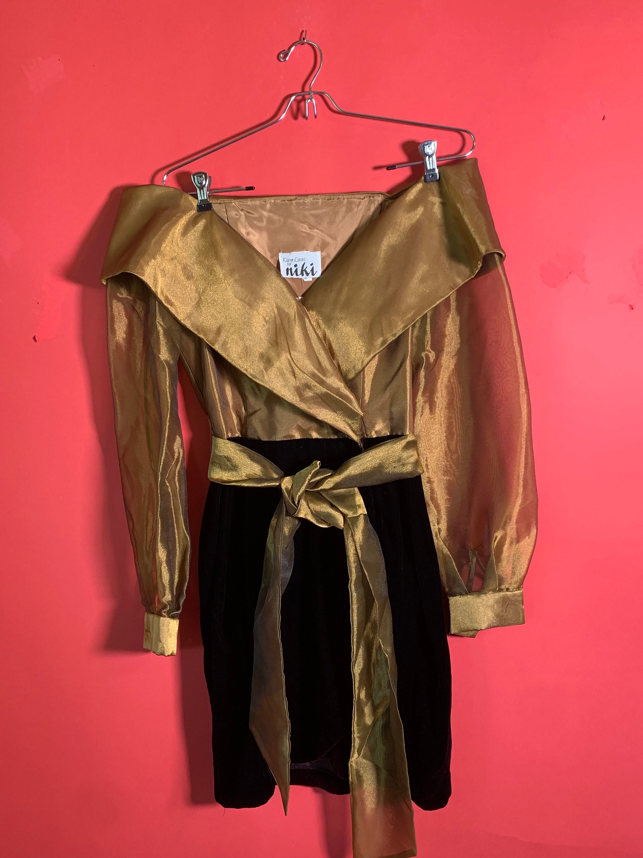 VTG 90's Karen Lucas for NIKI Prom Evening Dress, Black Velvet With ...