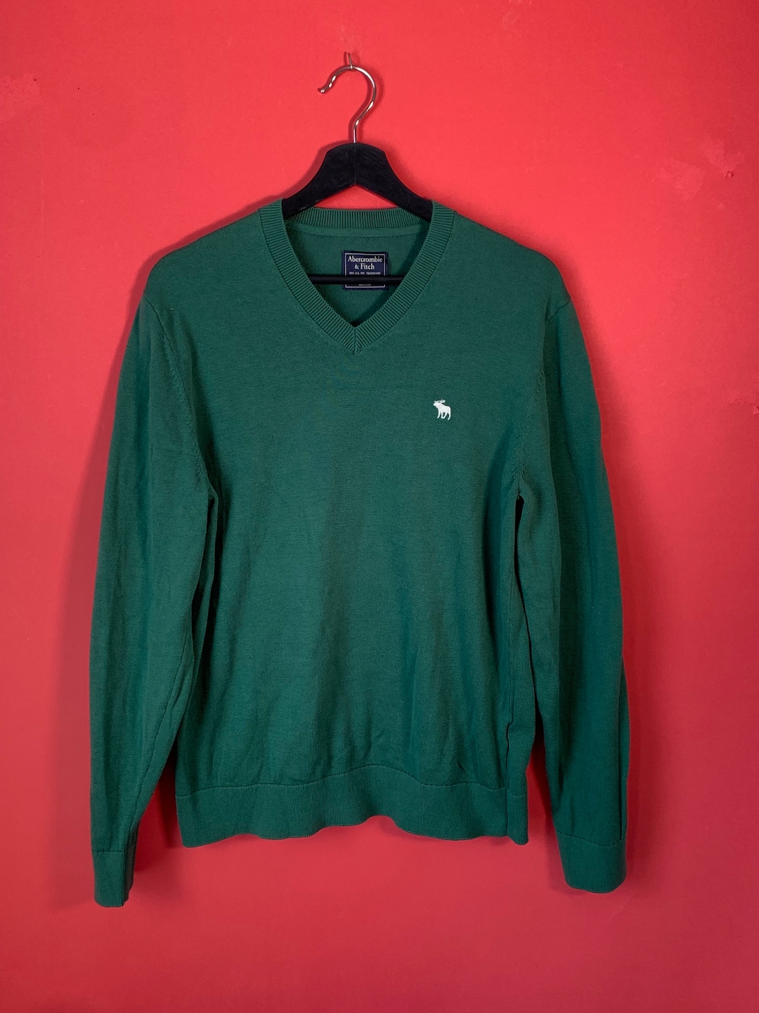 Y2K Abercrombie and Fitch Mens Vneck Pullover Forest Green Mens Large 100% Cotton - Etsy