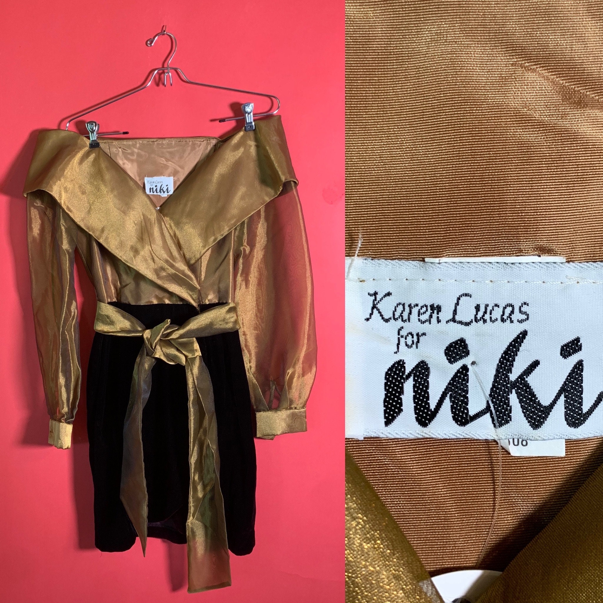 VTG 90's Karen Lucas for NIKI Prom Evening Dress, Black Velvet With ...
