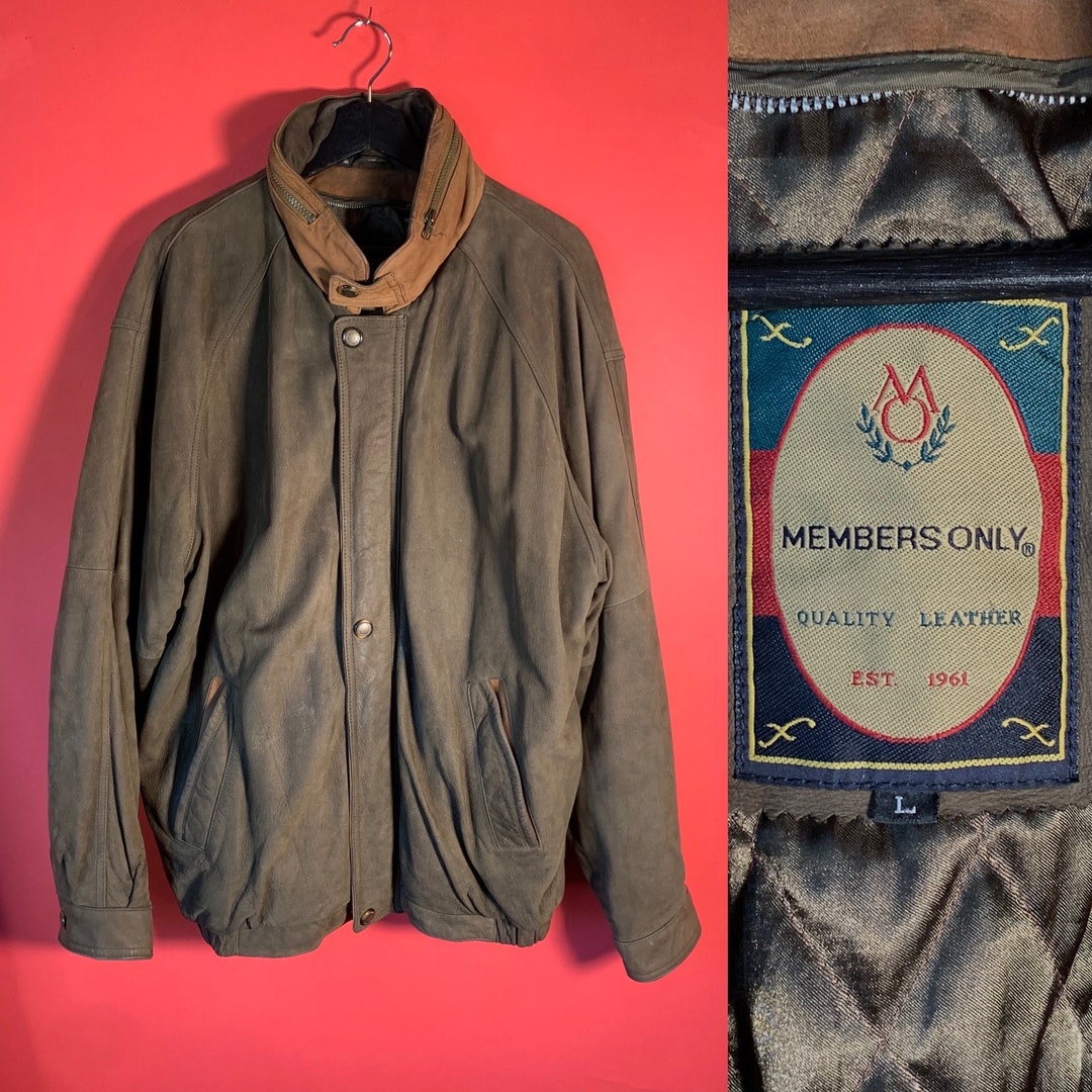 VTG Members Only Suede Leather Bomber Jacket Mens XL - Etsy