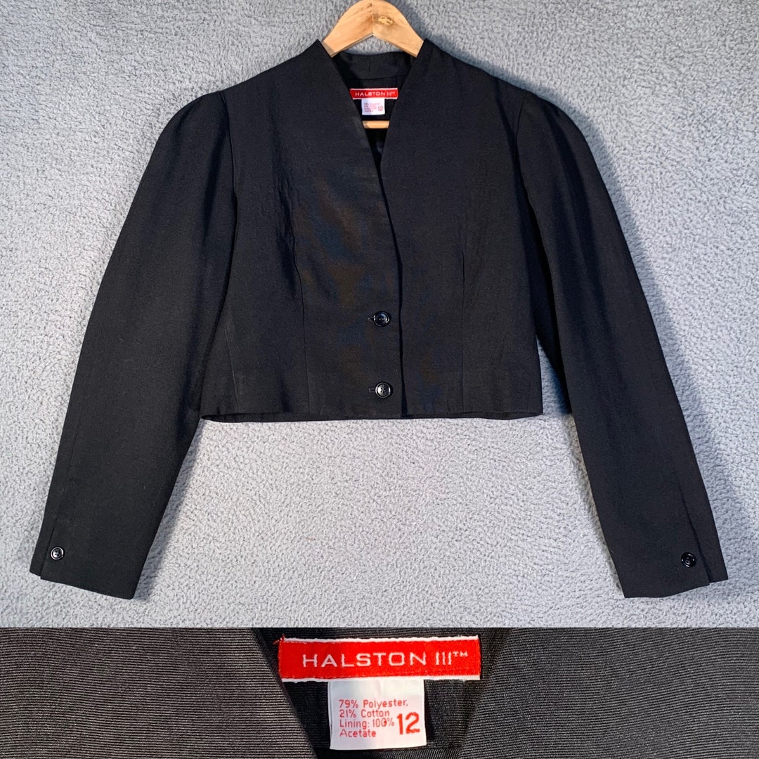 Vtg 1980’s Halston III Black Cropped Blazer Size Womens 12, Large - Etsy