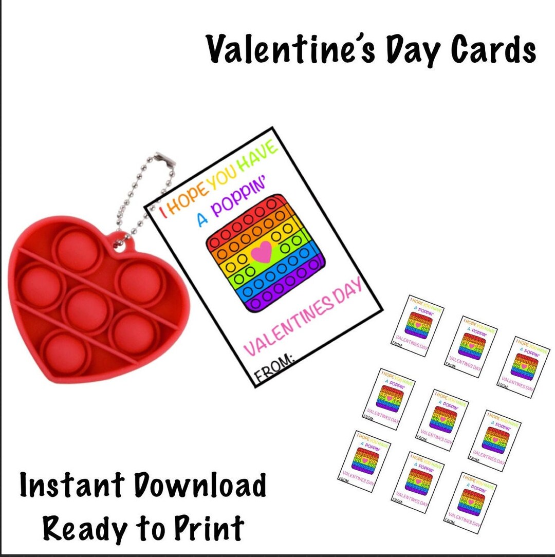 Kids Valentines Cards, Valentines Pop It Tags, Happy Valentines, Pop It ...