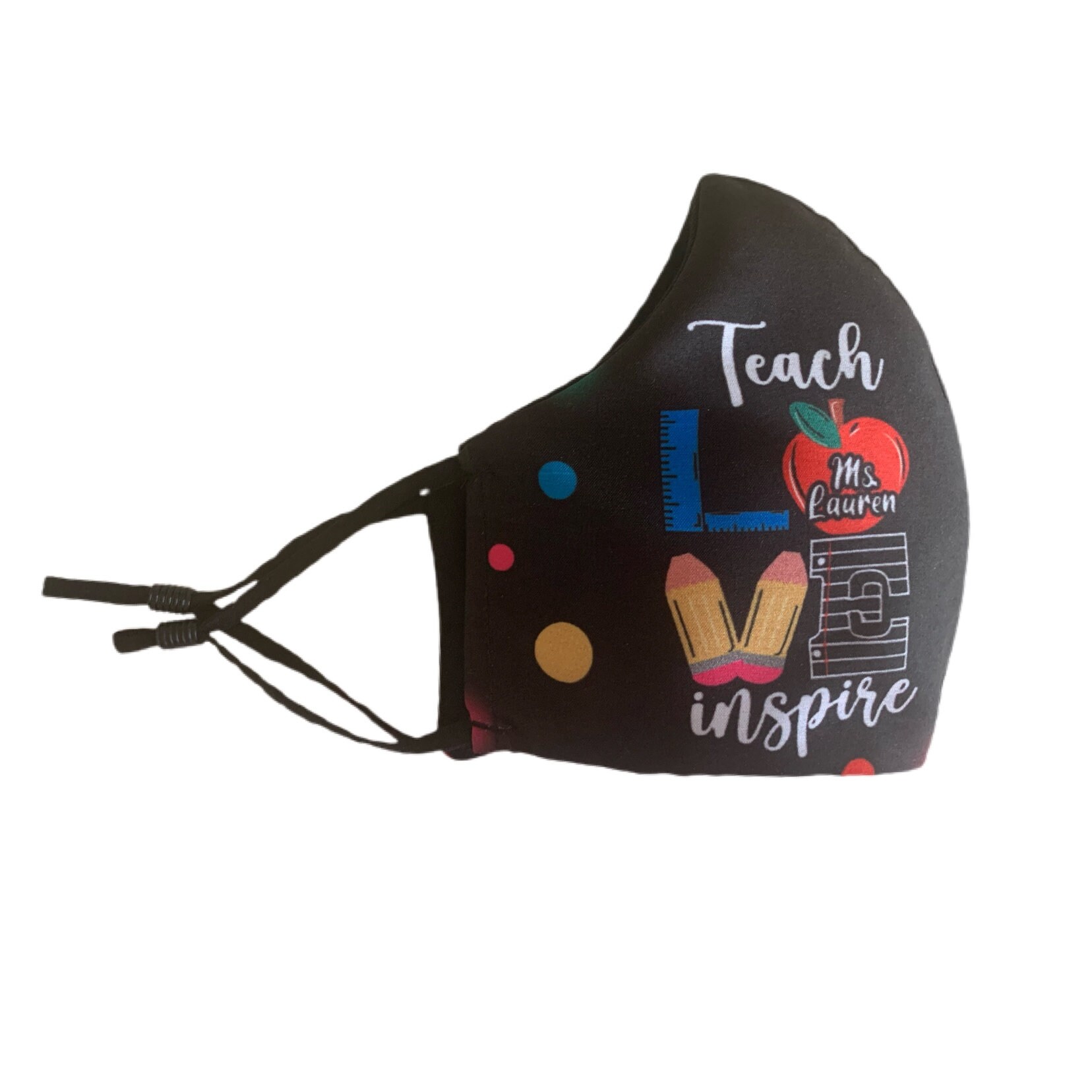 Customized Teacher's Face Mask TEACH LOVE INSPIRE & Your Emoji ...