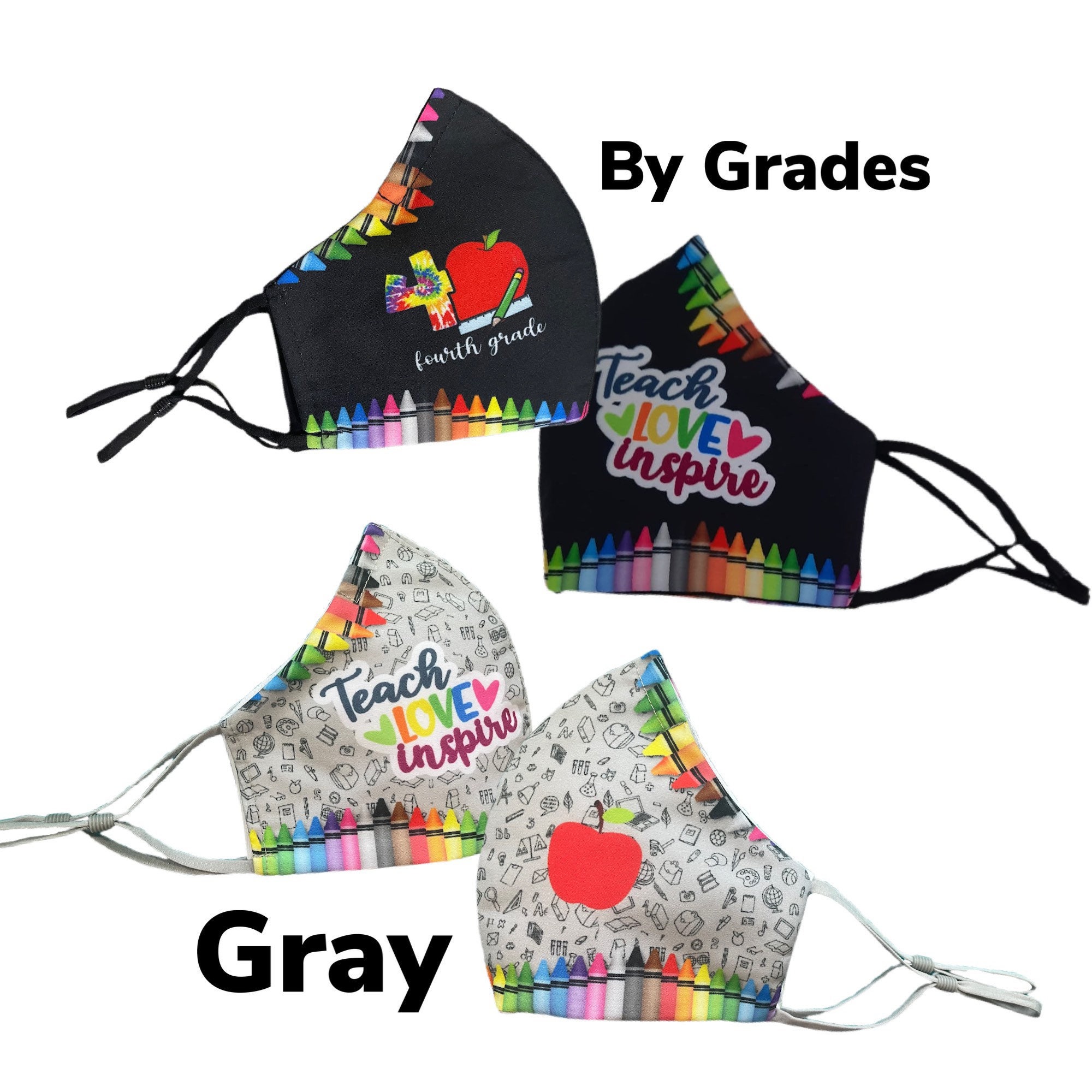 Teacher's Face Mask TEACH LOVE INSPIRE - Etsy