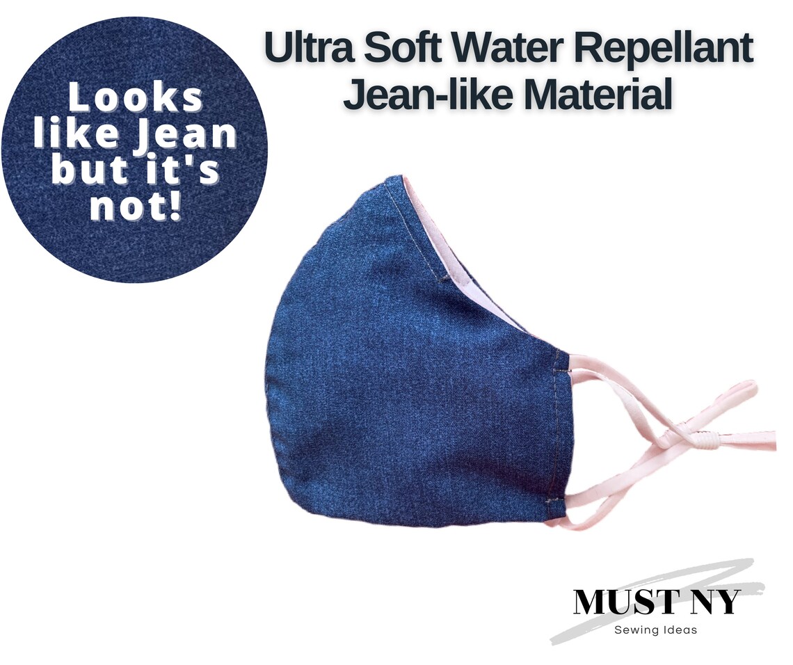 Water Resistant Jean Print Face Mask - is Not Jean Fabric - With Pocket ...
