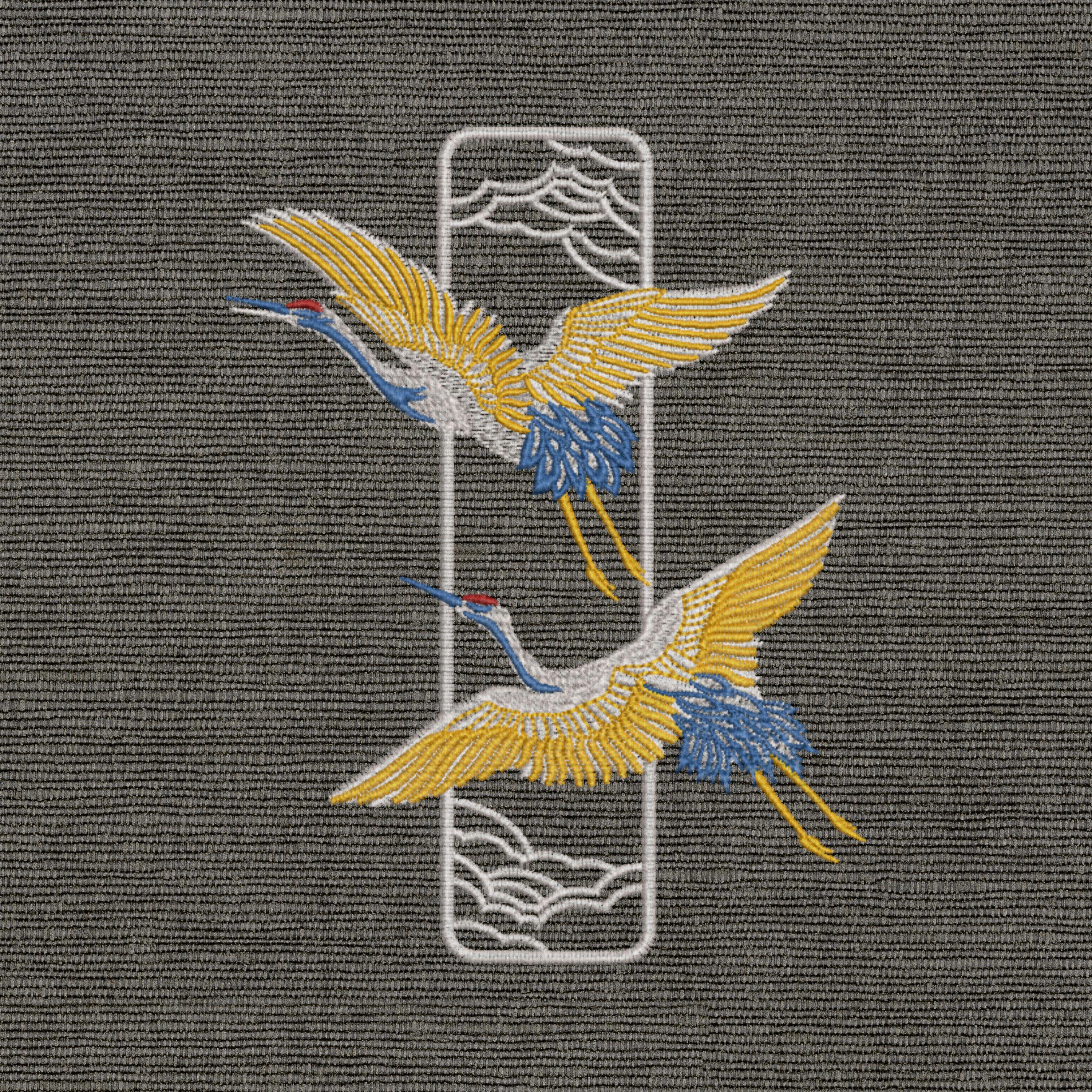 Japanese Crane Embroidery Design: Elegant Bird Pattern, Machine ...