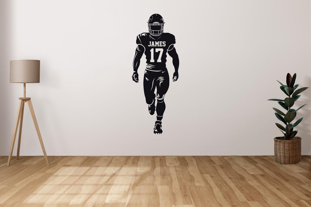 Custom Name Wall Decal Football Player Custom Sport Vinyl Sticker With ...