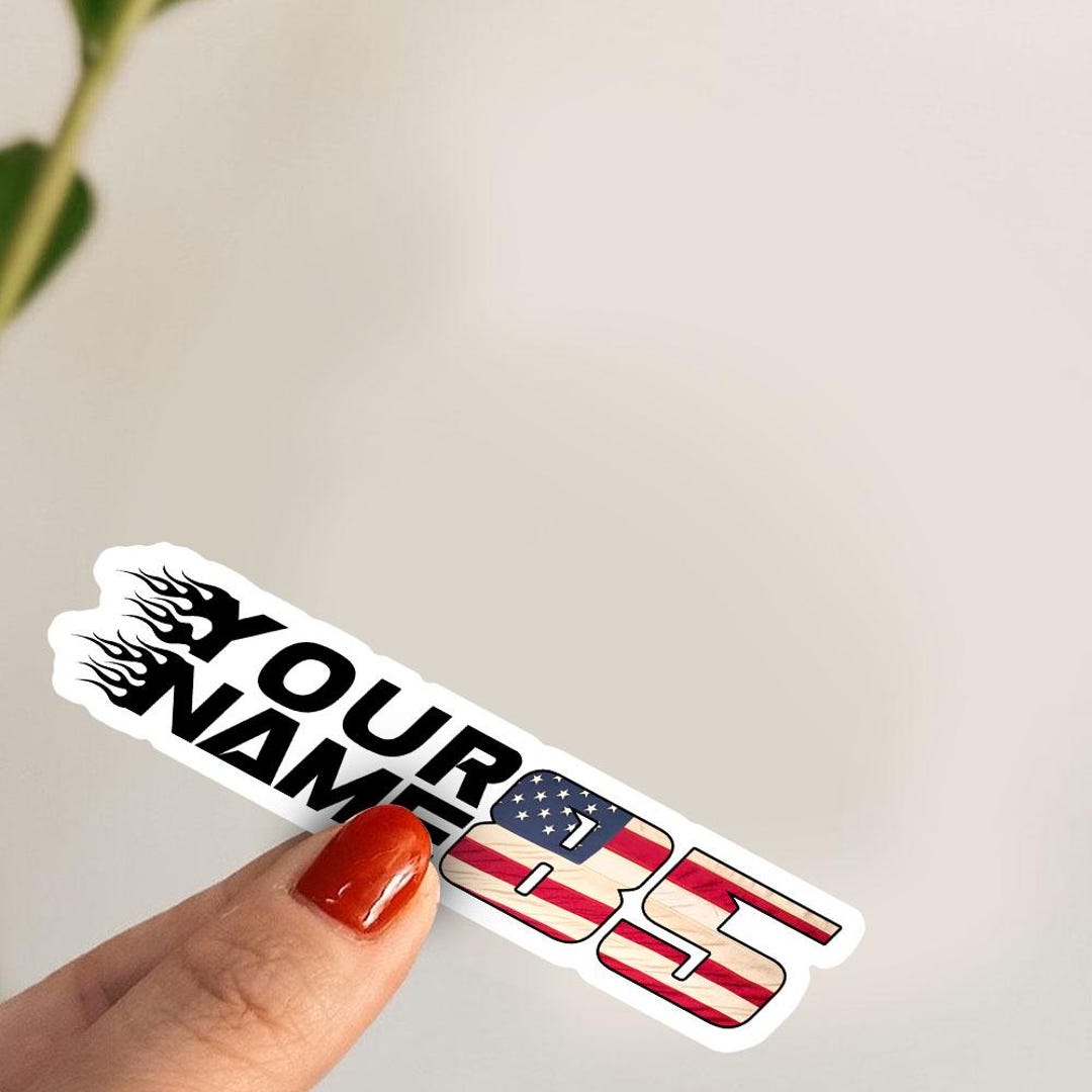 American Flag Racing Name & Number Sticker Custom Waterproof Decal for ...