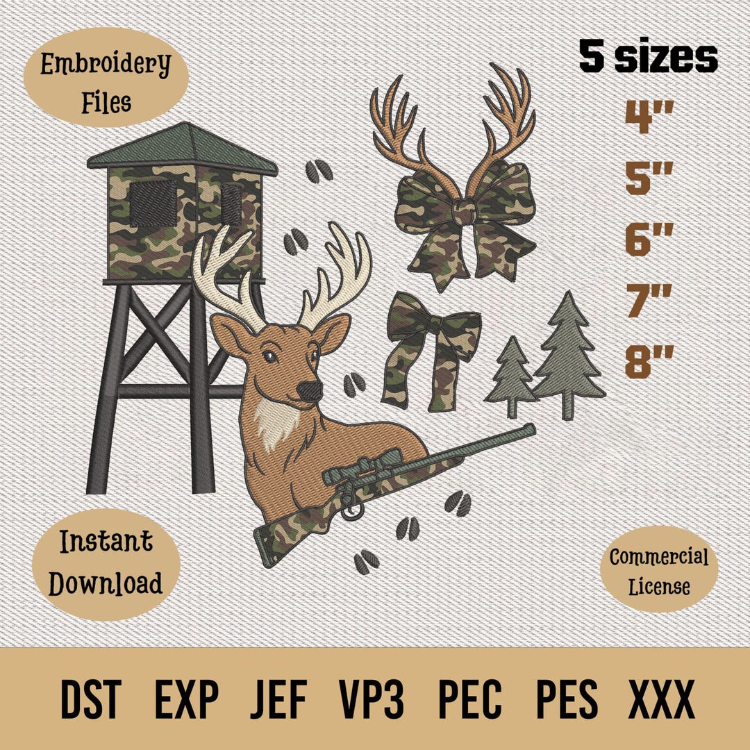Deer Embroidery Design: Camo Hunting, Hunting Embroidery Design, Deer ...