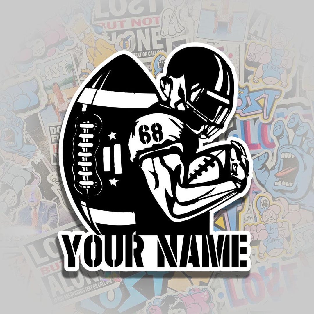 Custom Football Name & Number Sticker Personalized Football Player ...