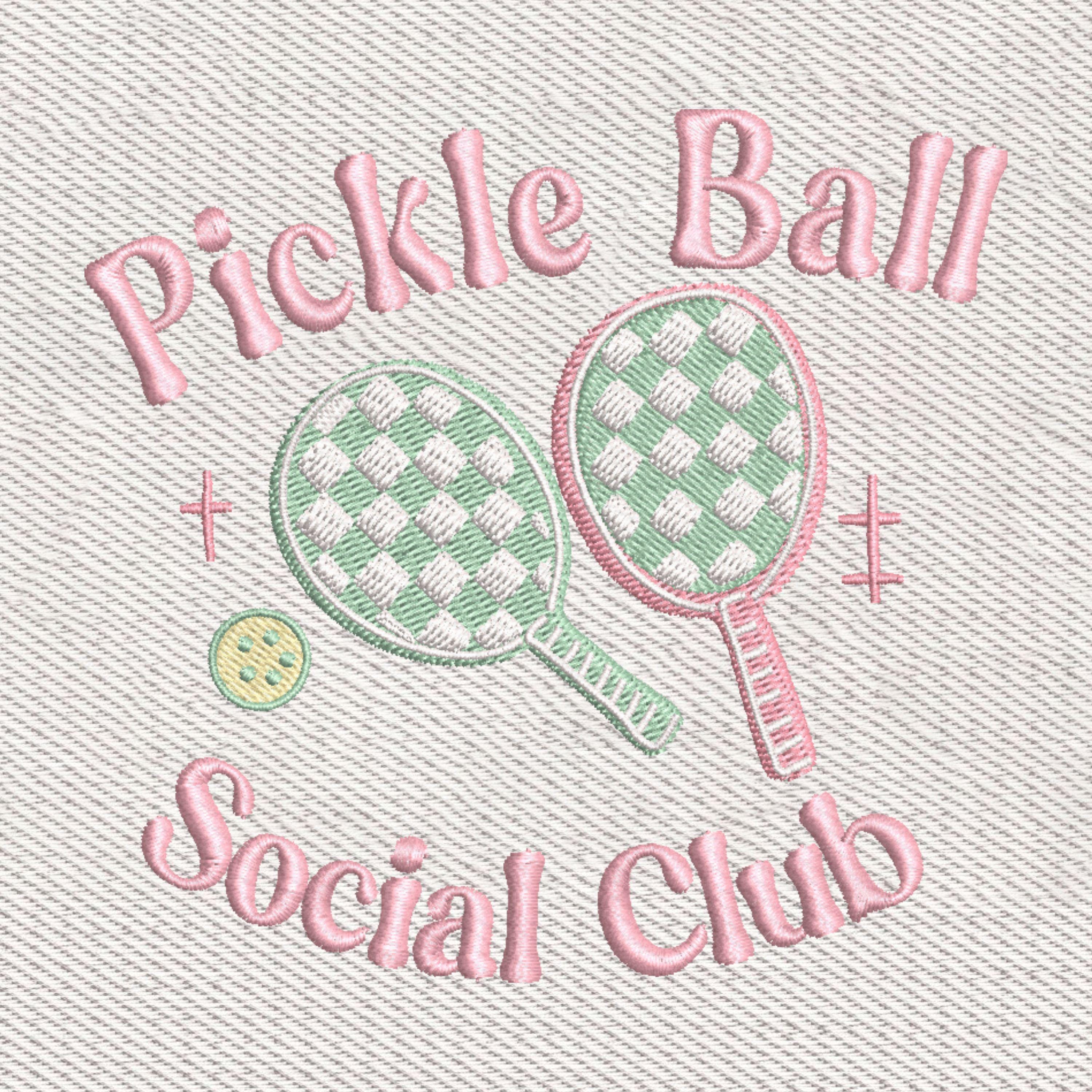 Pickleball Embroidery Design: Sporty Paddles, Social Club, Pastel Color ...
