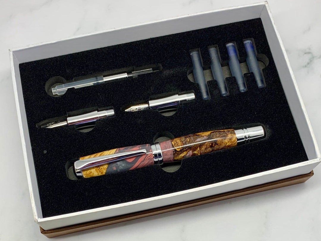 Hand-turned Calligraphy Gift Set | Writer's Gift | Wood & Resin Pen ...